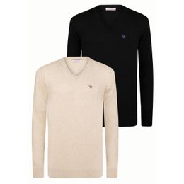 FELIX HARDY Herren V-Ausschnitt-Pullover "Pullover mit V-Ausschnitt 2er-Pack", beige, Gr. XXL, 100% Baumwolle, Pullover