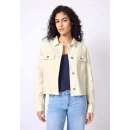 Damen Kurzjacke, beige, Gr. 36, STREET ONE STUDIO, unifarben, Web, 100% Baumwolle, Jacken, mit Lochstickerei