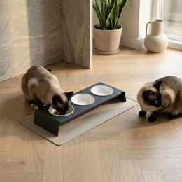 LucyBalu SQUARE Katzen Napfunterlage taupe L