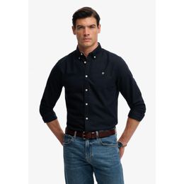 Superdry Herren Langarmhemd "PREPPY OXFORD L/S SHIRT", schwarz, Gr. L, gestreift, Web, Obermaterial: 100% Baumwolle, Hemden, Baumwolle, regular fit