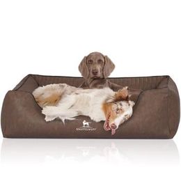 Knuffelwuff Orthop&auml;disches Hundebett Chesapeake aus Laser gestepptem marmoriertem Kunstleder braun XL