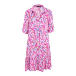 NAVIGAZIONE Damen Blusenkleid "NAVIGAZIONE Kleid", pink, Gr. 52, Obermaterial: 97% Viskose CV. 3% Elasthan EL., Kleider, mehrfarbiges Blattmuster