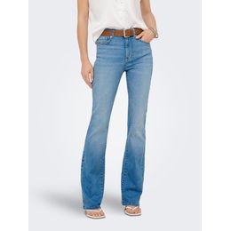 Only Damen Bootcut-Jeans "ONLRAYNA HW SLM FLARED DNM REA281", blau, Gr. 28, unifarben, Denim/Jeans, Obermaterial: 92% Baumwolle, 6% Elastomultiester,