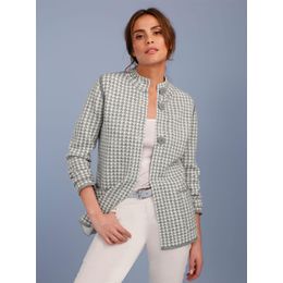 Damen Jacquardstrickjacke, grau, Gr. 38, CREATION L PREMIUM, gemustert, 90% Wolle, 10% Polyamid, Strickjacken