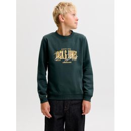 Jack & Jones Kinder Sweatshirt "JJAERO SWEAT CREW NECK JNR"scarab detail:big print, Gr. 140, JACK & JONES JUNIOR, bedruckt, angeraute Sweatware, Obermaterial: 60%