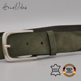 AnnaMatoni Damen Lederg&uuml;rtel "AnnaMatoni Damen Lederg&uuml;rtel in hochwertigem Velour Leder 4cm"olive 560, Gr. 120, 100% Leder, G&uuml;rtel