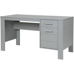 Schreibtisch Woood, B:141cm H:74cm T:59cm, grau, B&uuml;ro, Tische, "Julius FSC-Kiefernholz, geb&uuml;rstet, mit zwei Schubladen 141x59x74 cm", Geb&uuml;rstete