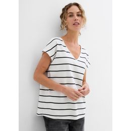 bonprix Damen T-Shirt, wei&szlig;, Gr. 36, Obermaterial: 100% Baumwolle, Shirts, oversize Passform, aus Baumwolle, mit Kurzarm