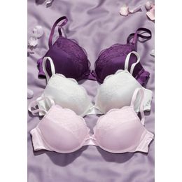 Damen Push-up-BH, PETITE FLEUR BY LASCANA, Gr. 80, lila, Microtouch, Obermaterial: 60% Polyamid, 35% Polyester, 5% Elasthan, BHs, mit B&uuml;gel &