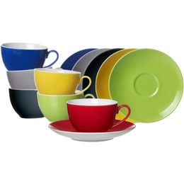 Ritzenhoff & Breker Tasse "Kaffeetassen mit Untertassen Doppio 200 ml 6er Set bunt", &Oslash; 16cm x 8cm, 200ml, 6, bunt, RITZENHOFF & BREKER, Trinkgef&auml;&szlig;e, Sp&uuml;lmaschinenfest,