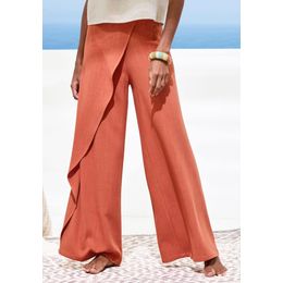 Damen Loungehose, French Connection, Gr. 44, orange, Obermaterial: 80% Viskose, 20% Leinen, unifarben, Hosen, mit Leinen-Anteil, in weit flie&szlig;endem