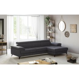 Ecksofa OTTO HOME, B:300cm T:169cm, grau, 100% Polyester (PES), Wohnzimmer, Sofas, "Astra L-Form, B: 300 cm", mit Kopfteilverstellung, optional