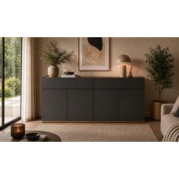 Sideboard OTTO HOME, B:160,1cm H:70cm T:35cm, grau, Wohnzimmer, Sideboards, "Garda Kommode, Schrank, 4 T&uuml;ren mit Push-to-Open, Made in Italy", 4