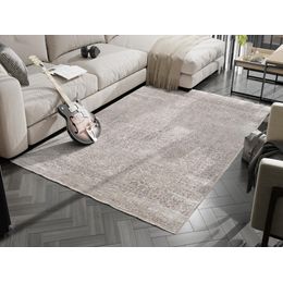 Teppich, B:190cm H:10mm L:190cm, beige, OCI DIE TEPPICHMARKE, Polyester, Wohnzimmer, Teppiche, "VELA ANTIQUE", Kurzflor, 3D Hochtief-Optik,