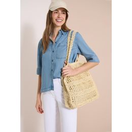 Cecil Damen Kurzarmbluse, blau, Gr. XXL, unifarben, Stoff, 100% Lyocell, Blusen, mit Knopfleiste