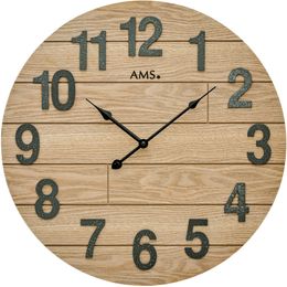 AMS Wanduhr "W9617", &Oslash; 50cm, braun, Wanduhren, Quarzuhr,&Oslash; ca50 cm,eichefarben, Wohnzimmer, Esszimmer,K&uuml;che,Flur