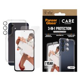 Displayschutzglas "3-in-1 Protection Urban Combat Case + Screen Protection + Hoops", B:11cm H:2,5cm T:19,5mm, transparent, CARE BY PANZERGLASS,