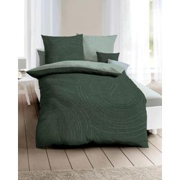 Wendebettw&auml;sche Kaeppel, gr&uuml;n, Mako-Satin, Obermaterial: 100% Baumwolle, Bettw&auml;sche, "JARO 100% Baumwolle", mit Markenrei&szlig;verschluss, zeitloses