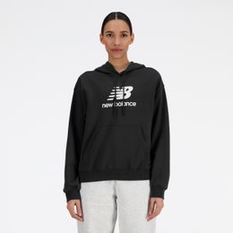 New Balance Damen Kapuzensweatshirt "Sport Essentials French Terry Logo Hoodie", schwarz, Gr. S, Obermaterial: 60% Baumwolle, 40% Polyester,
