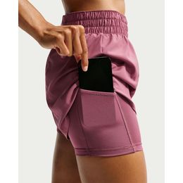 Nike Damen Shorts "Nike One Women's Dri-FIT High-Waisted 3" 2-in-1 Shorts"pink smoke, wei&szlig;, Gr. XS, Obermaterial: 100% Polyester, Hosen, mit Taschen