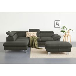 Ecksofa COTTA, B:268cm H:73cm T:214cm, grau, Kunstleder SOFTLUX;LEDER BEEFY (ein abgedecktes Spalt-Rindsleder) im Sitz und R&uuml;cken (Korpus in