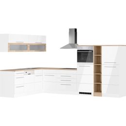 Winkelk&uuml;che KOCHSTATION, B:220cm H:200cm T:340cm, wei&szlig;, Komplettk&uuml;chen-Sets, "KS-Wien", Stellbreite 220 x 340 cm, wahlweise mit E-Ger&auml;ten