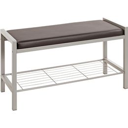 Schuhbank HAKU, B:80cm H:48cm T:32cm, grau, Bezug 100% PVC Polyvinylchlorid, Flur, Sitzb&auml;nke, "Flurbank, Garderobenbank, Sitzbank", rechteckig - aus