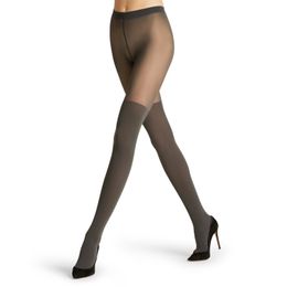 Falke Damen Feinstrumpfhose "Overknee", Gr. ML, grau, Obermaterial: 92% Polyamid PA. 8% Elasthan EL., Strumpfhosen