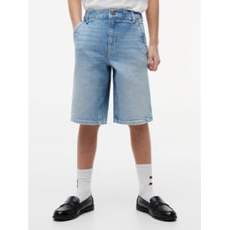 Tommy Hilfiger M&auml;dchen Shorts, blau, Gr. 4, unifarben, Denim/Jeans, Obermaterial: 99% Baumwolle, 1% Elasthan, Hosen, f&uuml;r Kinder bis 16 Jahre,