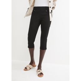 bonprix Damen Caprihose, schwarz, Gr. 50, Web, Obermaterial: 73% Viskose, 23% Polyamid, 4% Elasthan, Hosen, aus &uuml;berwiegend Viskose, mit