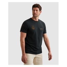 PME-Legend PME LEGEND Herren T-Shirt "Short sleeve r-neck flat waffle jersey", schwarz, Gr. 4XL, bedruckt, Jersey, Obermaterial: 95% Baumwolle, 5% Elasthan,