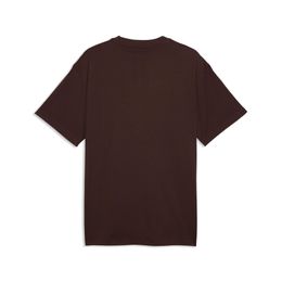 Puma Herren T-Shirt "ESS ELEVATED TAPE RELAXED TEE", braun, Gr. XXL, unifarben, Jersey, Obermaterial: 100% Baumwolle, Shirts, mit Kurzarm, bedruckte