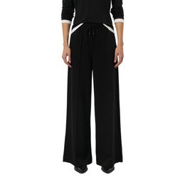 comma, COMMA Damen Stoffhose, schwarz, Gr. 36, unifarben, Web, Obermaterial: 100% Baumwolle, Hosen, mit weitem Bein und Kordelzug