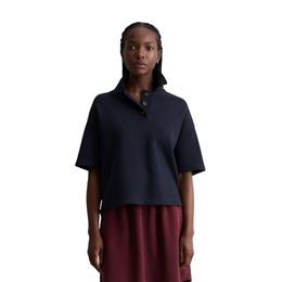 Marc O'Polo Damen Poloshirt "aus weichem Rib-Jersey", blau, Gr. XS, MARC O'POLO DENIM, unifarben, Obermaterial: 100% Baumwolle, Shirts