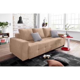 Schlafsofa OTTO HOME, B:241cm H:90cm T:94cm, braun, Zierkissen: 100% Polyester;Microfaser PRIMABELLE (100% Polyester);Struktur fein (100% Polyester),