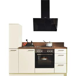 K&uuml;che KOCHSTATION, B:180cm T:58cm, beige, Komplettk&uuml;chen-Sets, ""KS-Scafa", mit h&ouml;henverstellbaren F&uuml;&szlig;en", vormontiert, wahlweise mit E-Ger&auml;ten,