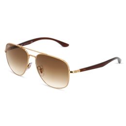Ray-Ban RB 3683 | Unisex-Sonnenbrille | Fassung: Vollrand, Quadratisch, Metall, Gold | Glasfarbe: Braun