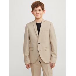 Jack & Jones Herren Sakko "JPRSOLAR stylisch, elastisch, pflegeleicht", beige, Gr. 128, JACK & JONES JUNIOR, unifarben, Web, Obermaterial: 78% Polyester, 17%