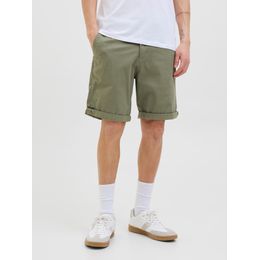 Jack & Jones JACK & JONES Herren Chinoshorts "BOWIE SHORTS", gr&uuml;n, Gr. XS, unifarben, Web, Obermaterial: 98% Baumwolle, 2% Elasthan, Hosen, mit Aufschlag