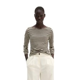 Marc O'Polo MARC O'POLO Damen Langarmshirt "aus Organic-Cotton-Slub-Jersey", braun, Basic, Gr. XL, gestreift, Obermaterial: 100% Baumwolle, Shirts