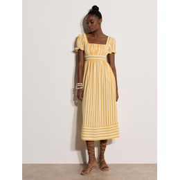 Apricot Damen Midikleid "Gestreiftes Midaxi-Kleid im Milchm&auml;dchen-Stil", gelb, Gr. 38, gestreift, gewebt, Obermaterial: 83% Polyester PES. 16%