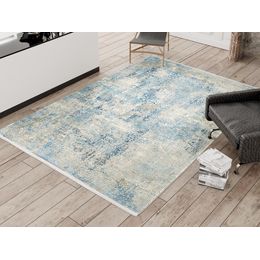 Teppich, B:120cm H:8mm L:180cm, blau, OCI DIE TEPPICHMARKE, Viskose, Wohnzimmer, Teppiche, "BESTELLER CAVA, auch als L&auml;ufer und in Rund", Glanz
