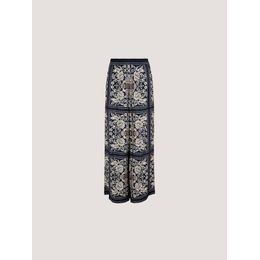 Apricot Damen Stoffhose "Kimono Scarf Print Flare Troussers", blau, Gr. 38, gemustert, Obermaterial: 88% Viskose CV. 12% Nylon NY., Hosen, mit