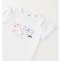 IDO M&auml;dchen T-Shirt "BABY GIRL SUMMER T-SHIRT"optical wei&szlig;, Gr. 104, 95% Baumwolle, 5% Elasthan, Shirts