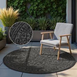 Outdoorteppich Hanse Home, H:5mm &Oslash;:160cm, schwarz, Polypropylen, Teppiche, "Kona Wendeteppich", In und Outdoor, Flachgewebe, wetterfest,