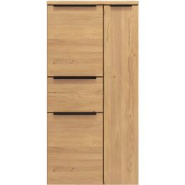 Midischrank Welltime, B:65cm H:130cm T:35cm, braun, MDF, Badezimmer, Schr&auml;nke, "MAILAND, Softclose-Auszug, ged&auml;mpfte Scharniere, hochwertiges MDF",