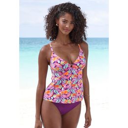 Vivance Damen Tankini, bunt, Gr. 40, bedruckt, Microfaser, Bikini-Sets, mit farbenfrohem Bl&auml;tterdruck