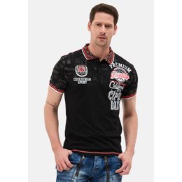 Cipo & Baxx CIPO & BAXX Herren Poloshirt, schwarz, Gr. M, bedruckt, unifarben, Jersey, Obermaterial: 95% Baumwolle, 5% Elasthan, Shirts