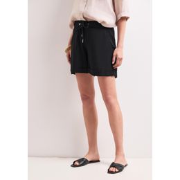 Street One Damen Shorts, schwarz, Gr. 36, unifarben, Stoff, 100% Viskose, Hosen, im Loose Fit