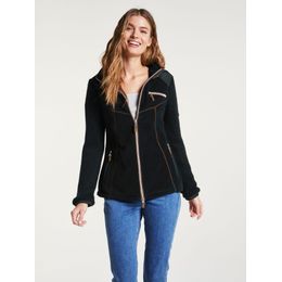 Damen Shirtjacke "Sweatjacke", schwarz, Gr. 42, Rick Cardona BY HEINE, unifarben, 100% Polyester, Futter:100% Baumwolle, &Auml;rmel:40% Wolle, 35%